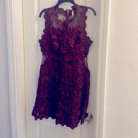 Topshop | Dresses | Wine Colored Mesh Lace Dress | Poshmark